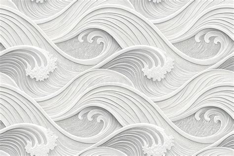 Stylish And Modern Minimalist Seamless White Wave Texture Pattern Background With Monochromatic