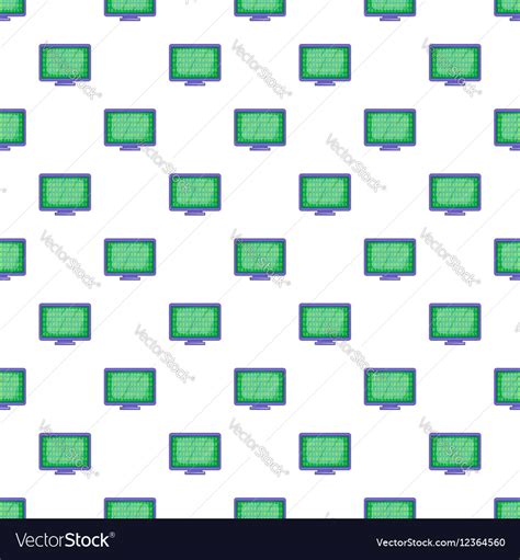 Binary Code On Monitor Pattern Cartoon Style Vector Image