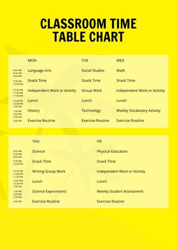Free 3rd Grade Time Table Chart Template To Edit Online