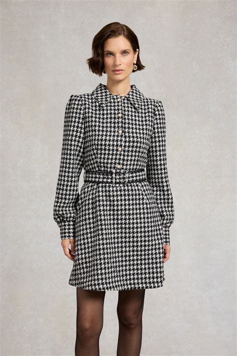 Alice Collared Mini Dress Houndstooth Holland Cooper