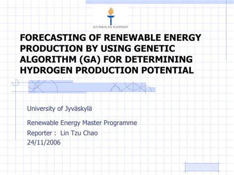 Forecasting Of Renewable Energy Production By Using Genetic Algorithm