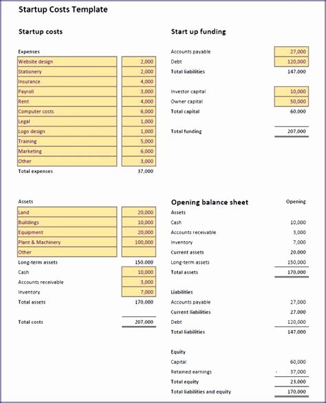 8 Excel Startup Template Excel Templates Excel Templates