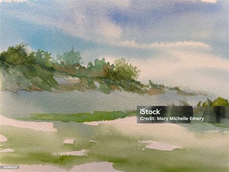 River Bank In Watercolour Stock Illustration Download Image Now