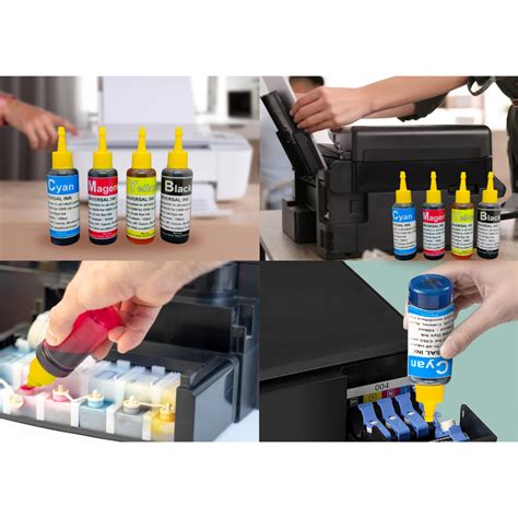 Ink Universal Inkjet Printer Refill Dye Ink 100 Ml 4 Color Bkcym