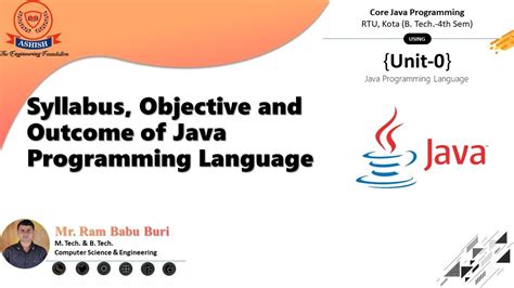 Day 1 Syllabus, Objective And Outcome Of Core Java Programming Language ...