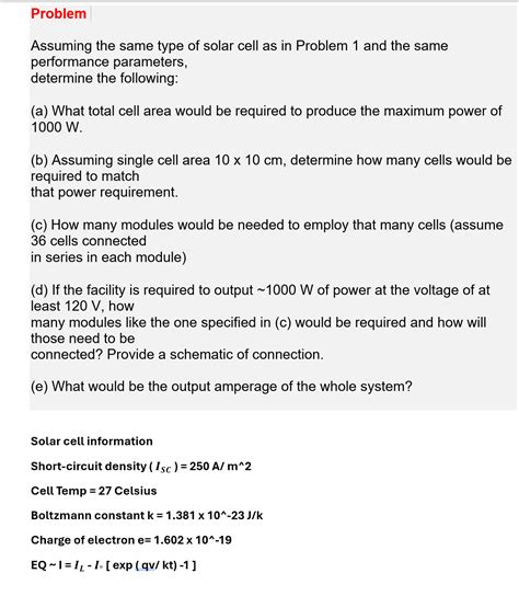 Solved Problem ProblemAssuming The Same Type Of Solar Chegg