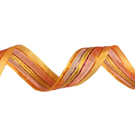 Олон өнгийн утас гүйлгэсэн улбар шар тууз өргөн 39 см Beentee