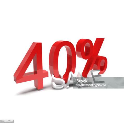 40 제품 판매에 대 한 프로모션 을 판매 퍼센트가 있는 쇼핑백 흰색 배경에 격리 된 충격 가격 여름 세일 시즌 종료 3d 렌더링 3차원 형태에 대한 스톡 사진 및 기타