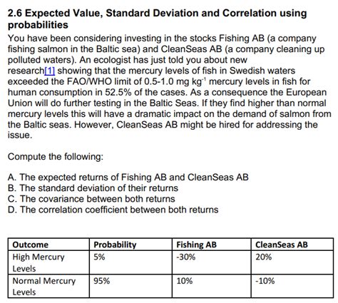 solved 2 6 expected value standard deviation and