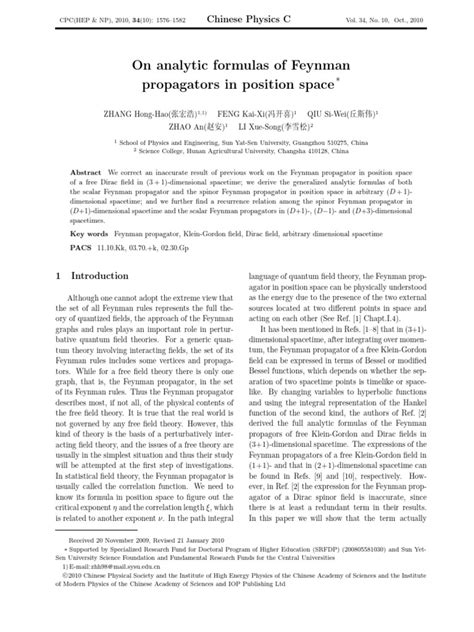 On Analytic Formulas Of Feynman Propagators In Position Space Pdf