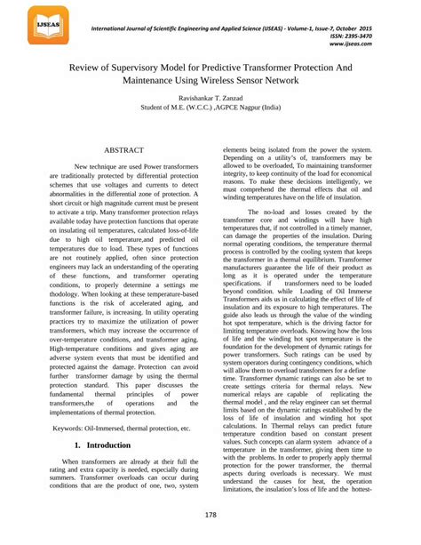 pdf review of supervisory model for predictive transformer ijseas