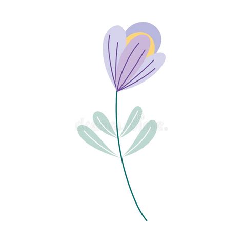 Flower Leaf Stem Botanical Nature Decoration Isolated Icon Stock Vector