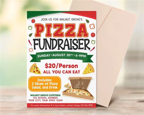 Editable Pizza Fundraiser Flyer Template School Event Flyer Template
