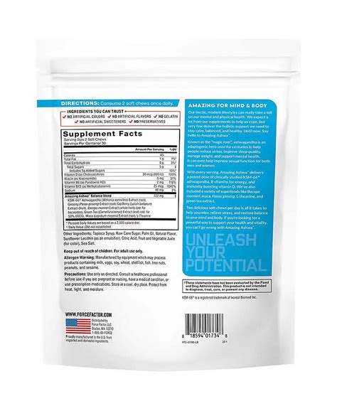 Force Factor Amazing Ashwa Chews Supports Stress And Anxiety Triple