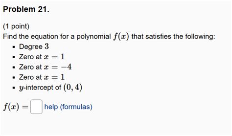 Solved Problem Point Find The Equation For A Chegg Com