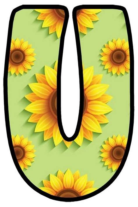 Bubble Letter U Made Of Sunflowers
