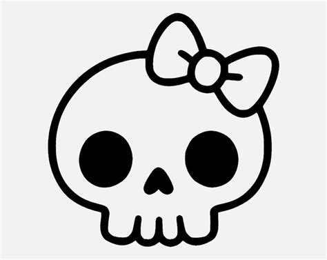 Cute Skull Svg Png Bold Line Art For Craft Projects Etsy