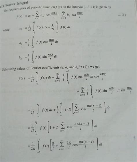 Fourier Integral The Fourier Series Of Periodic Function Fx On The Inte