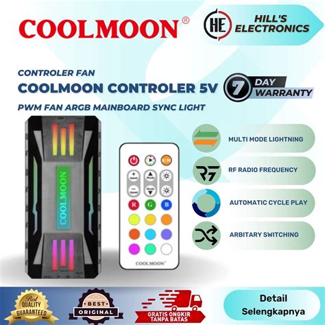 Jual Coolmoon Pwm Fan Controller 5V ARGB Mainboard Sync Light Remote Control Shopee Indonesia