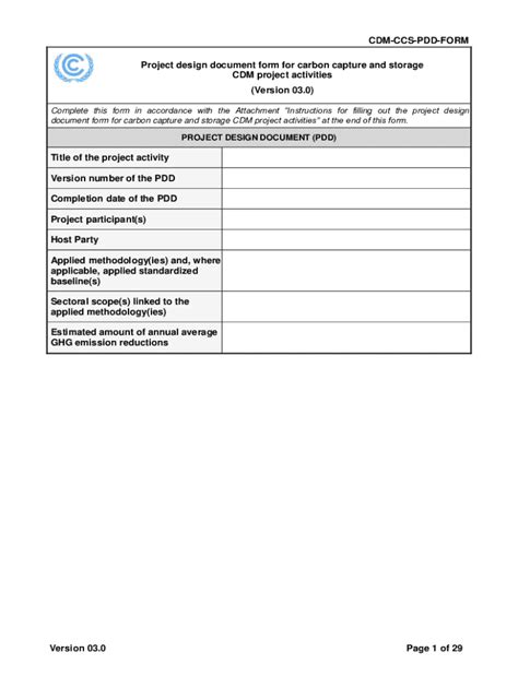 Fillable Online Cdm Unfccc Project Design Document Form For Cdm Project Activities Fax