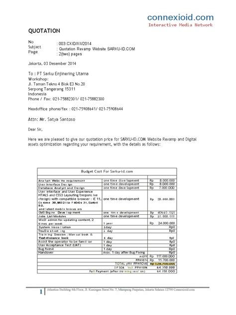 Quotation To Pt Sarku Enjinering Utama Pdf Computing Software