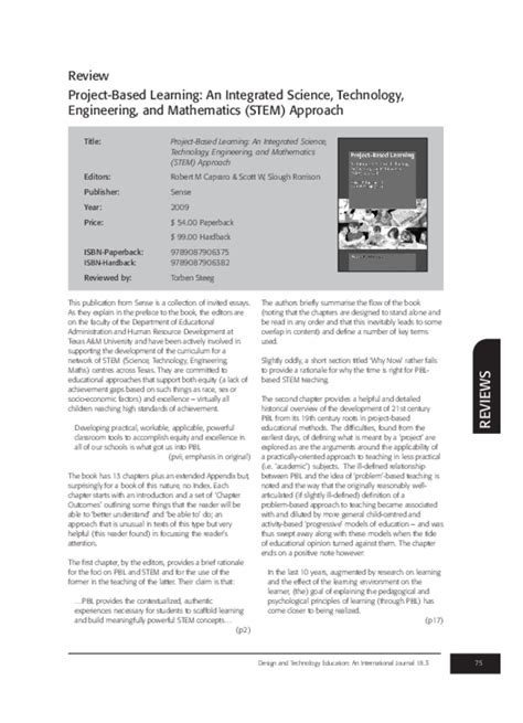 Pdf Project Based Learning An Integrated Science Technology