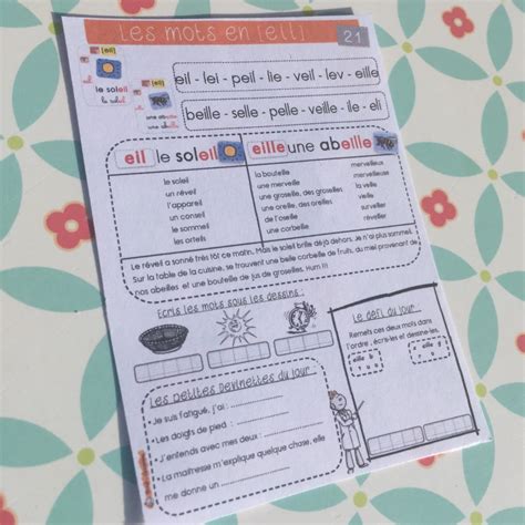 Les Mots En Eil Dictée Fiche De Son Exercices Affichage