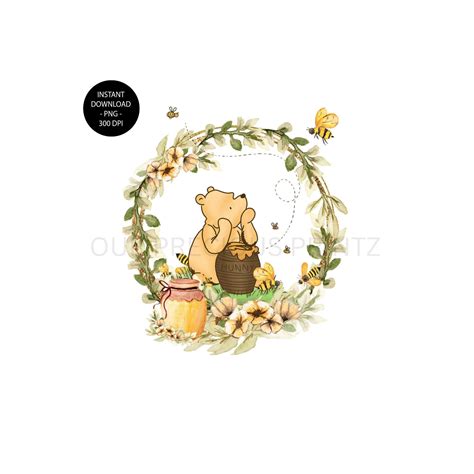 Classic Pooh Bee Wreath Watercolor Png Classic Winnie Pooh Etsy Artofit
