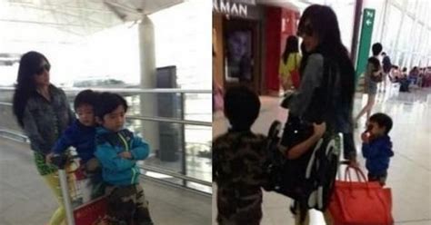 장백지 아들들 데리고 공항서 포착중국 떠나나