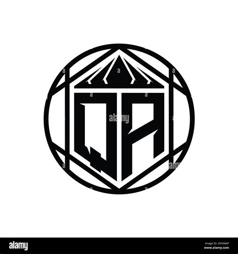 Qa Letter Logo Monogram Hexagon Slice Crown Sharp Shield Shape Isolated Circle Abstract Style