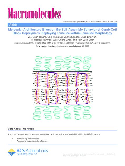 Pdf Molecular Architecture Effect On The Self Assembly Behavior Of Comb Coil Block Copolymers
