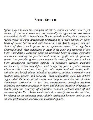 10 Sports Speech Examples To Download