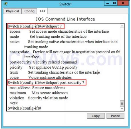 Lab Configuring Port Security