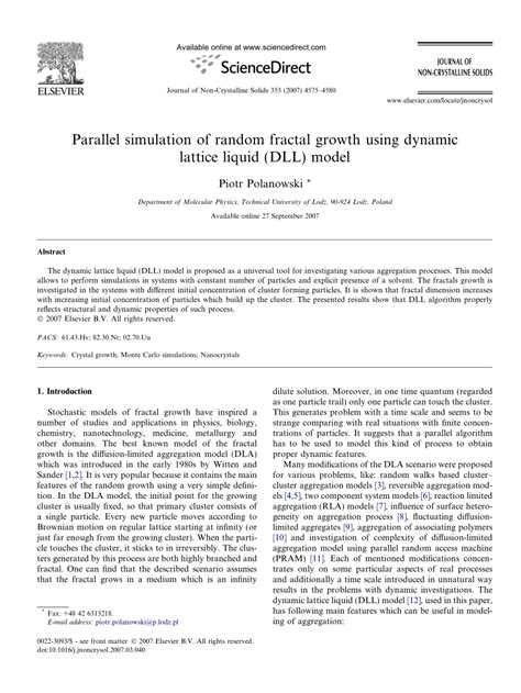 Pdf Parallel Simulation Of Random Fractal Growth Using Dynamic Lattice Liquid Dll Model