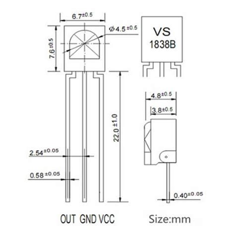 vs1838b universal ir infrared receiver module 38khz quasar uk