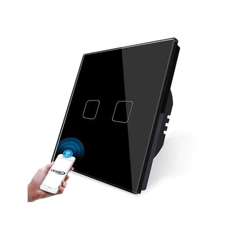 Χωνευτός Διακόπτης Τοίχου Wi Fi για Έλεγχο Φωτισμού με Πλαίσιο και Ένα Πλήκτρο Αφής Μαύρος