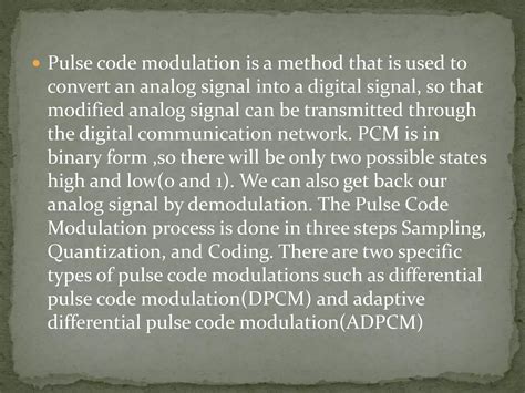 Pulse Code Modulation PCM PPTX Digital Audio Computer Software And Applications