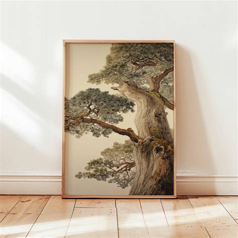Ancient Pine Tree Wall Art Japanese Nature Poster Print Zen Botanical