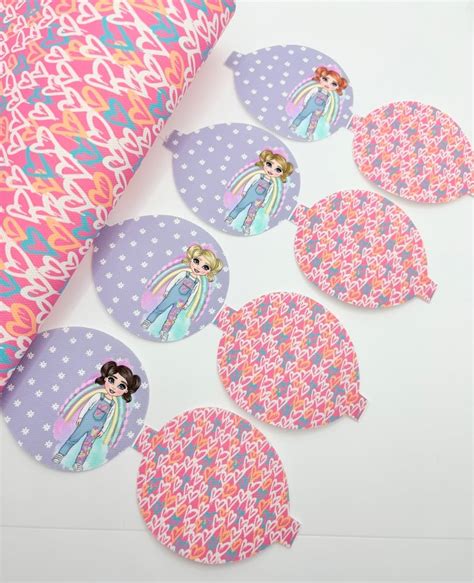 Rainbow Spring Dungaree Dolly Bow Loop Pre Cut Bow Loop