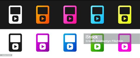 흑백 배경에서 격리된 음악 플레이어 아이콘을 설정합니다 휴대용 음악 장치 벡터 Lcd에 대한 스톡 벡터 아트 및 기타 이미지 Lcd Mp3 플레이어 검은색 Istock