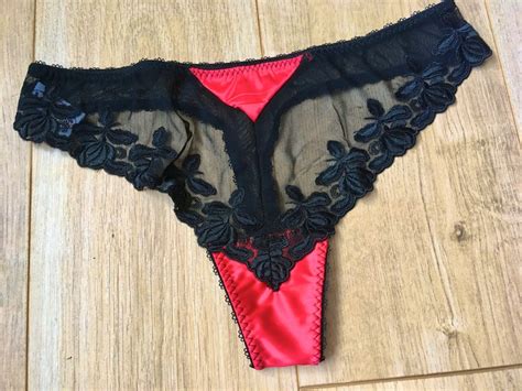 Ruby Satin Thong Etsy Uk