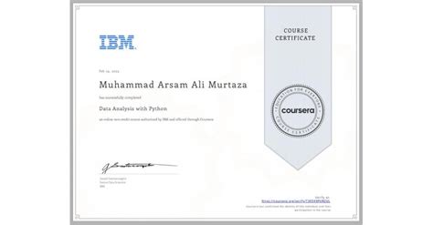 arsam a on linkedin completion certificate for data analysis with python