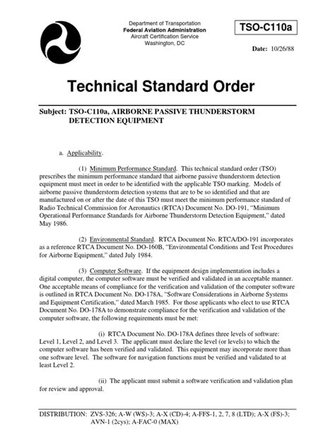 technical standard order tso c110a pdf verification and validation