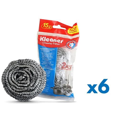 Stainless Steel Scourer 15 Gram Gsh007 Box Of Six Packets Kleaner