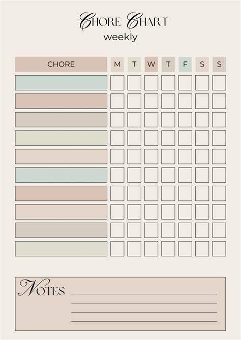 Editable Chore Chart Template Templates Printable