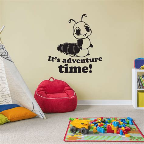 Its Adventure Time Quote Cute Caterpillar Smiling Vinyl Wall Art Wall