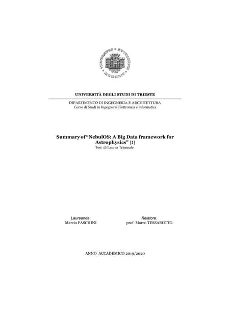 Summary Of Nebulos A Big Data Framework For Astrophysics Pdf