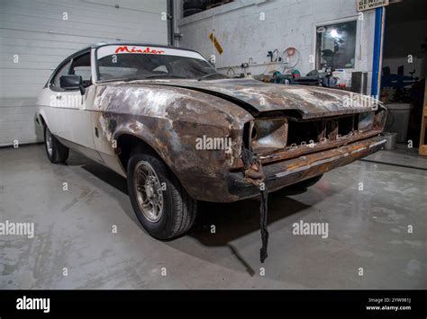 The Minder Tv Show Ford Capri After It Caught Fire Caused By An Electrical Fault And Was