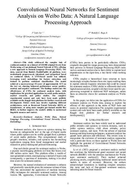 Pdf Convolutional Neural Networks For Sentiment Analysis On Weibo