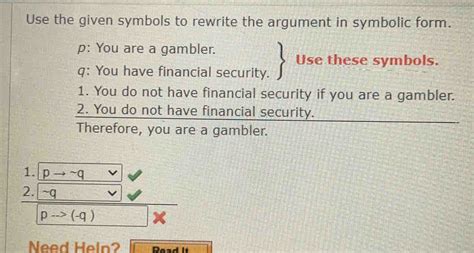 solved use the given symbols to rewrite the argument in symbolic form